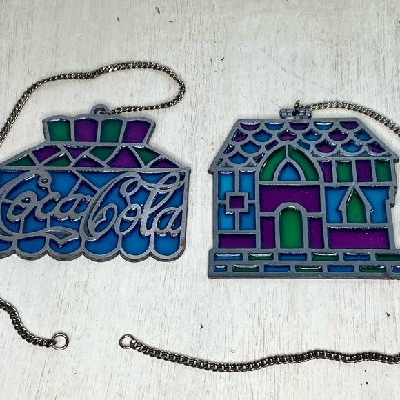 Coca Cola | Accents | Coca Cola Stained Glass Hanging Sign Decoration ...